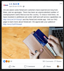 U.S. Bank Communicates Delays of Government Benefits Cards