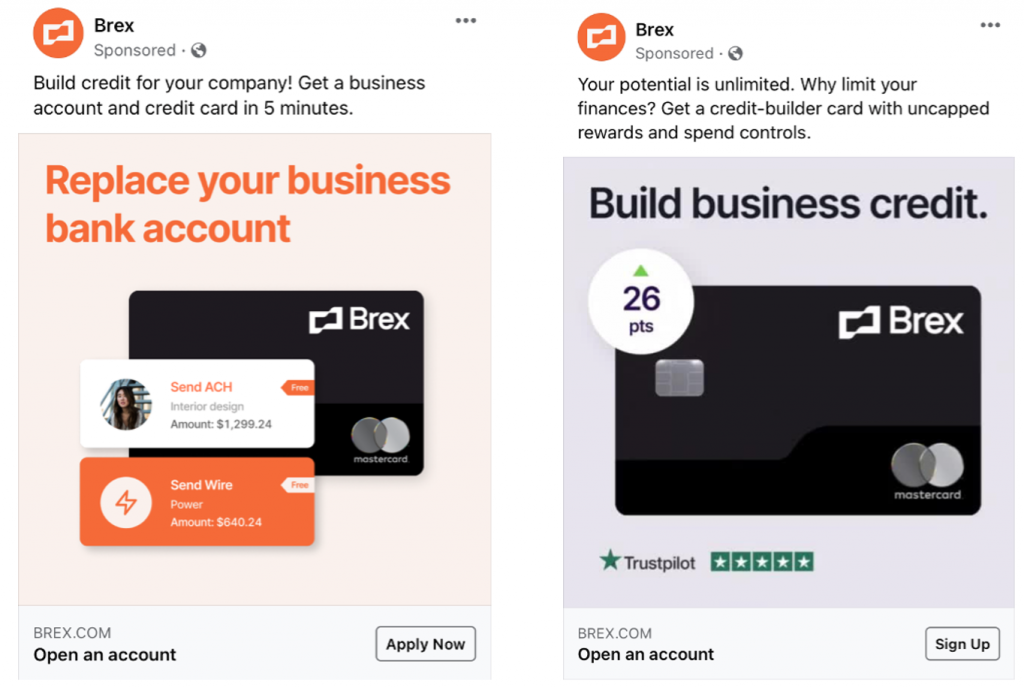 Brex and Ramp Corporate Payment Card Marketing
