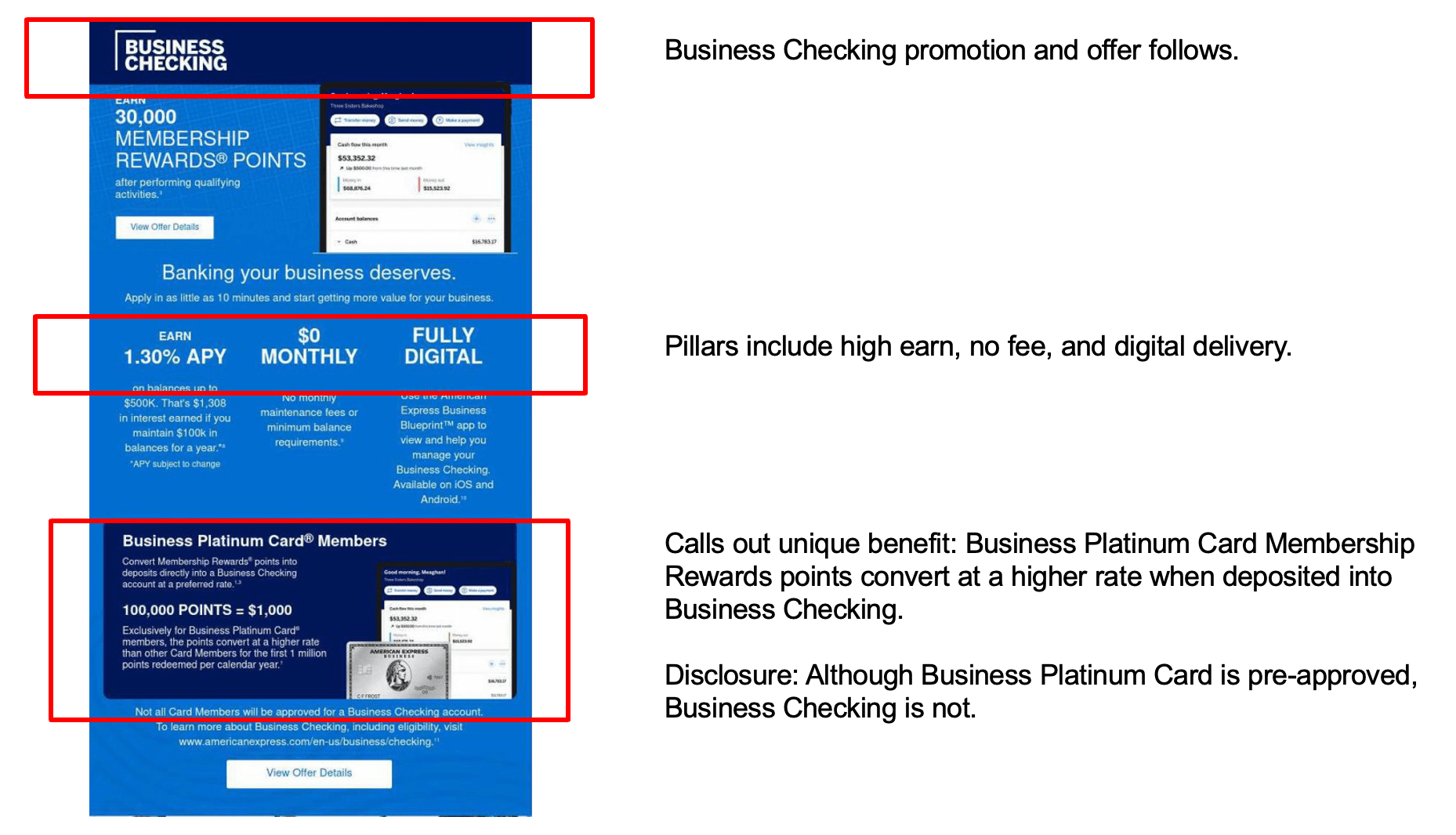 Marketing Amex Business Checking and Platinum Card Together