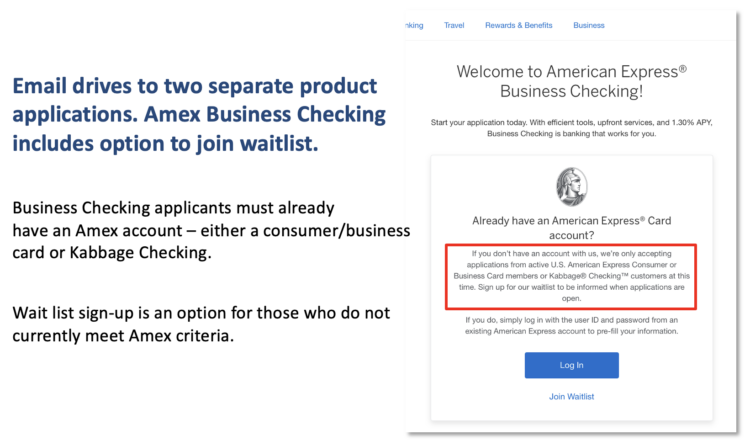 Marketing Amex Business Checking and Platinum Card Together